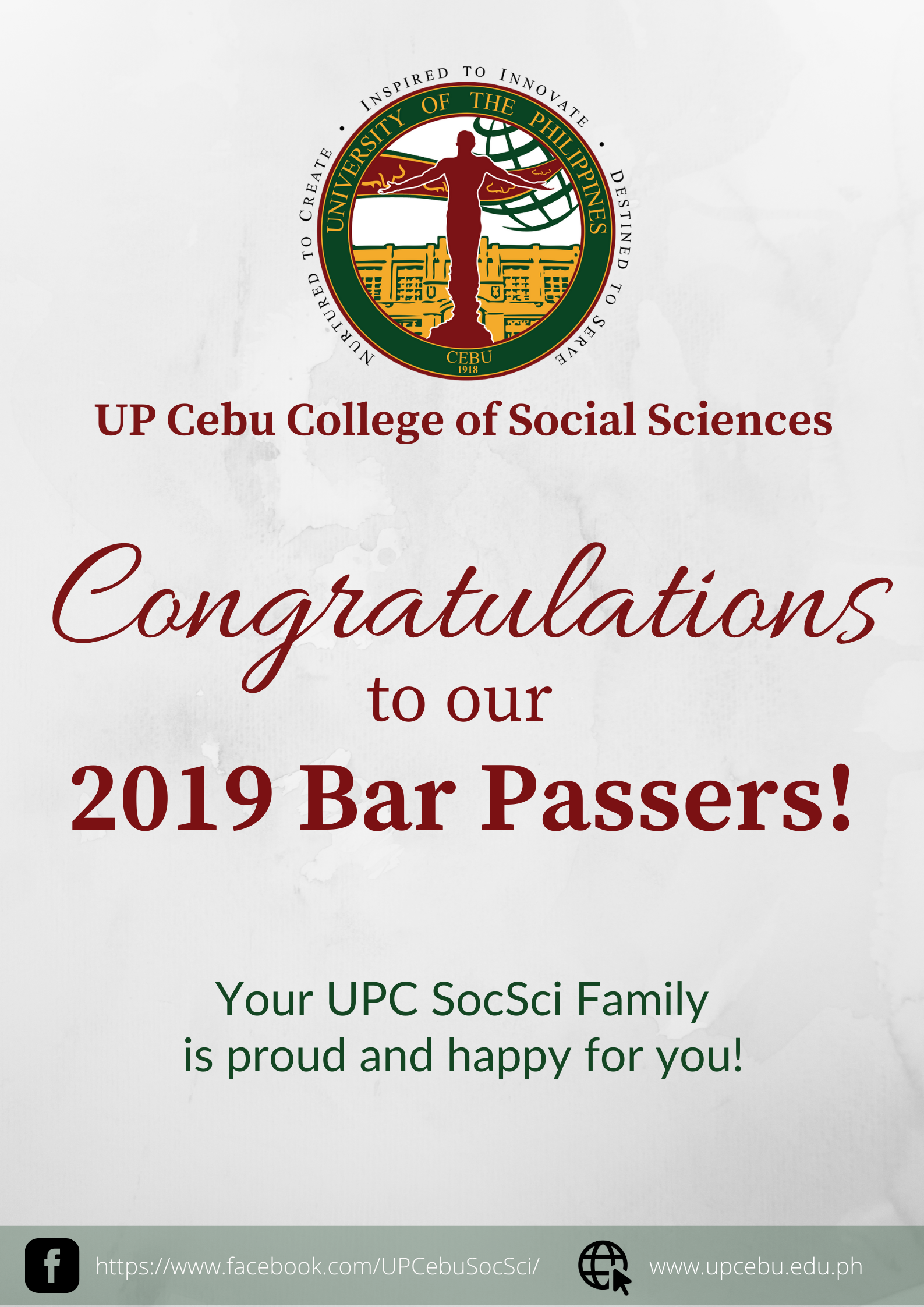 UP Cebu SocSci congratulates alumni for passing 2019 Bar Exam + Message ...