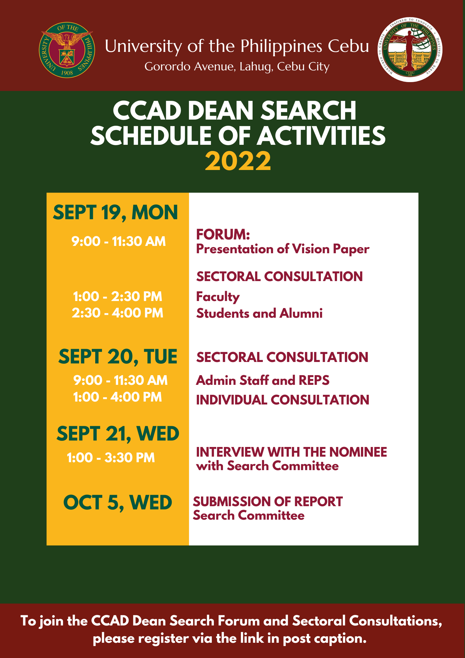 CCAD Dean Search | University of the Philippines Cebu